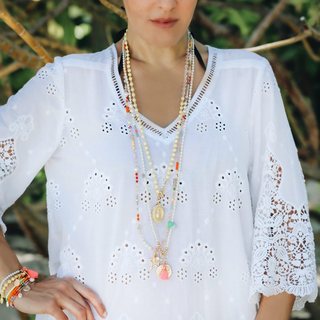 Stylisches Perlenarmband „Amy“ Süsswasserperlen mit afrikanischem und ...